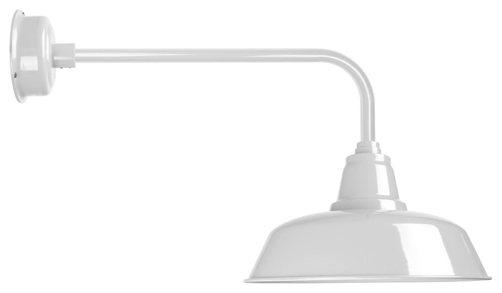 16" Farmhouse LED Barn Light With Traditional Arm, White