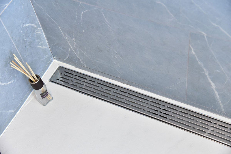 Offset Linear Drain, 30 Inch Side Outlet Linear Drain Complete Set, Br