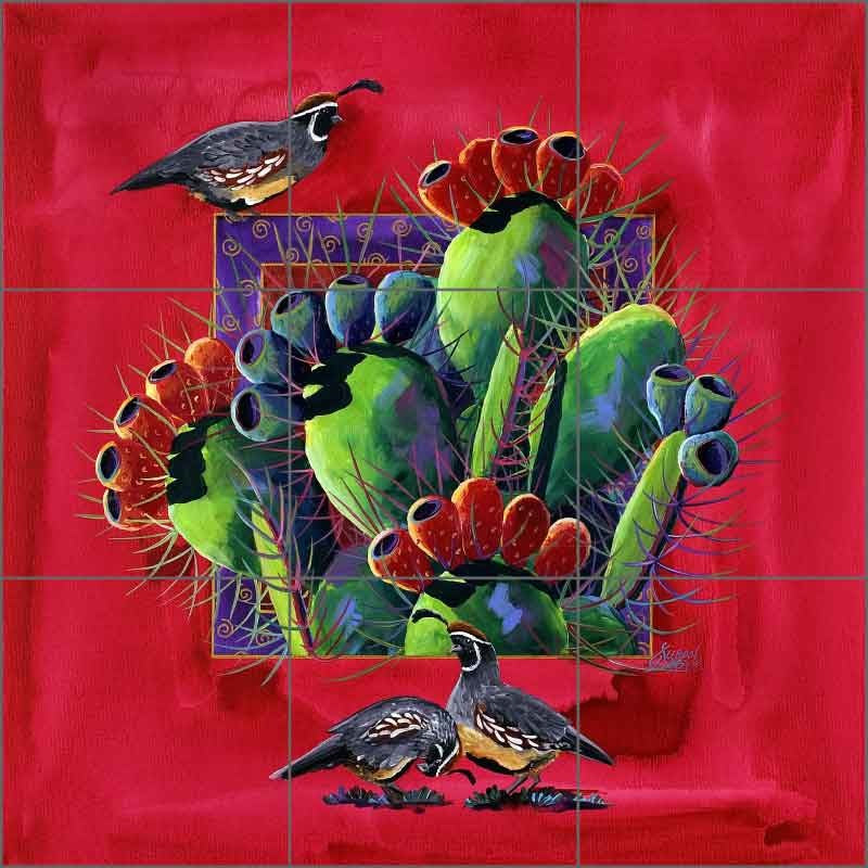 Ceramic Tile Mural Backsplash Desert Brilliance By Susan Libby 24"x2