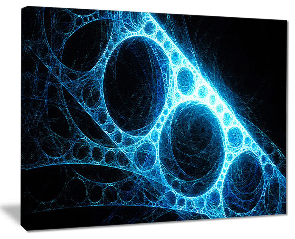 "Blue Metal Construction in Black" Abstract Digital Art Canvas Print