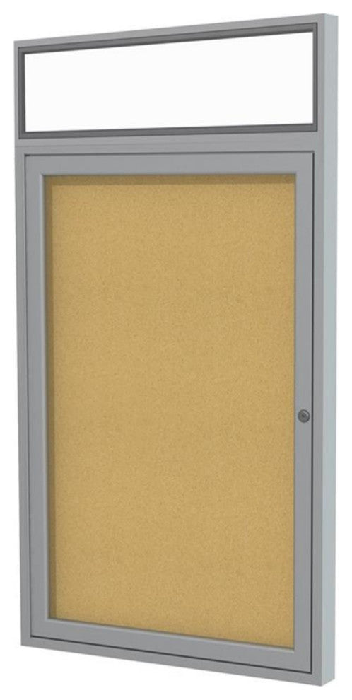 Ghent's Wood 36" x 30" 1 Door Enclosed Headliner Bulletin Board in Nat