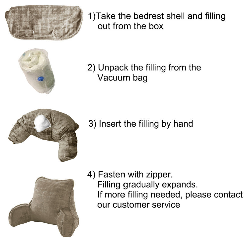 Textured Velvet DIY Bed Rest Cover and Inserts, Simply Taupe, 20"x18"x