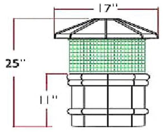 Decorative Lightweight Chimney Pot 12"x12" Flue