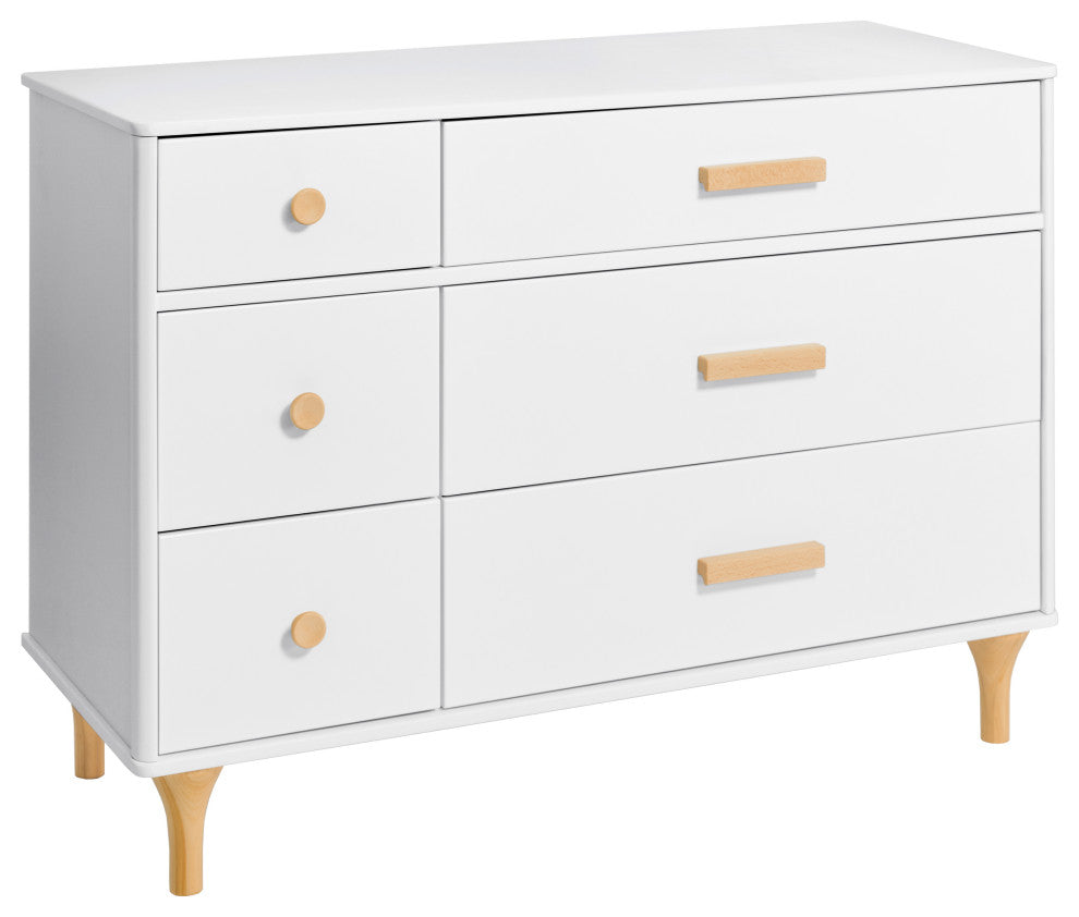 Lolly 6-Drawer Assembled Double Dresser, White Natural