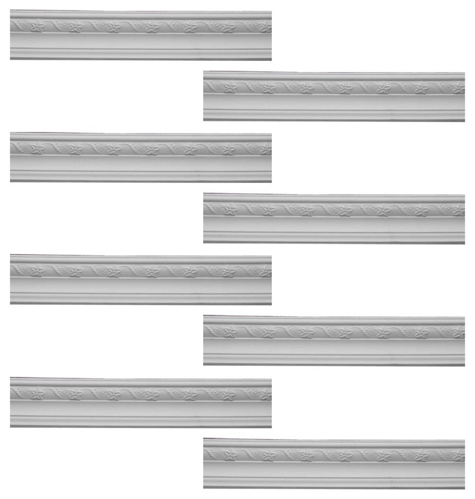 Ornate Cornice White Urethane Design 8 Pieces Totaling 755" Length