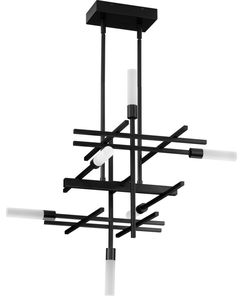 Quadrant LED 6-Light Matte Black Frosted Glass LED Modern Chandelier L