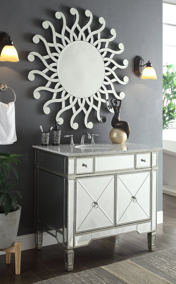 36" Mirror Reflection Ashlyn Bathroom Vanity With Palmire Mirror