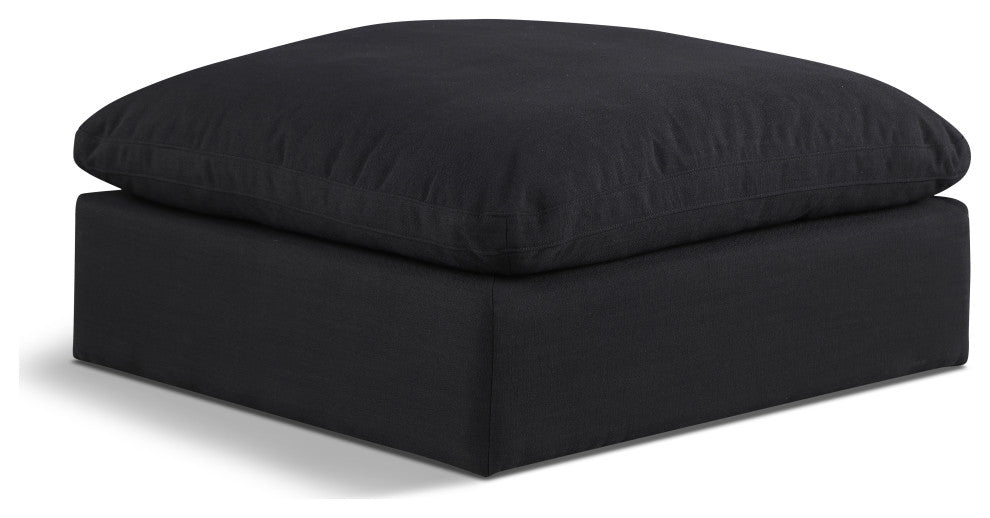 Comfy Beige Linen Textured Fabric Modular Chair, Black, Linen Textured