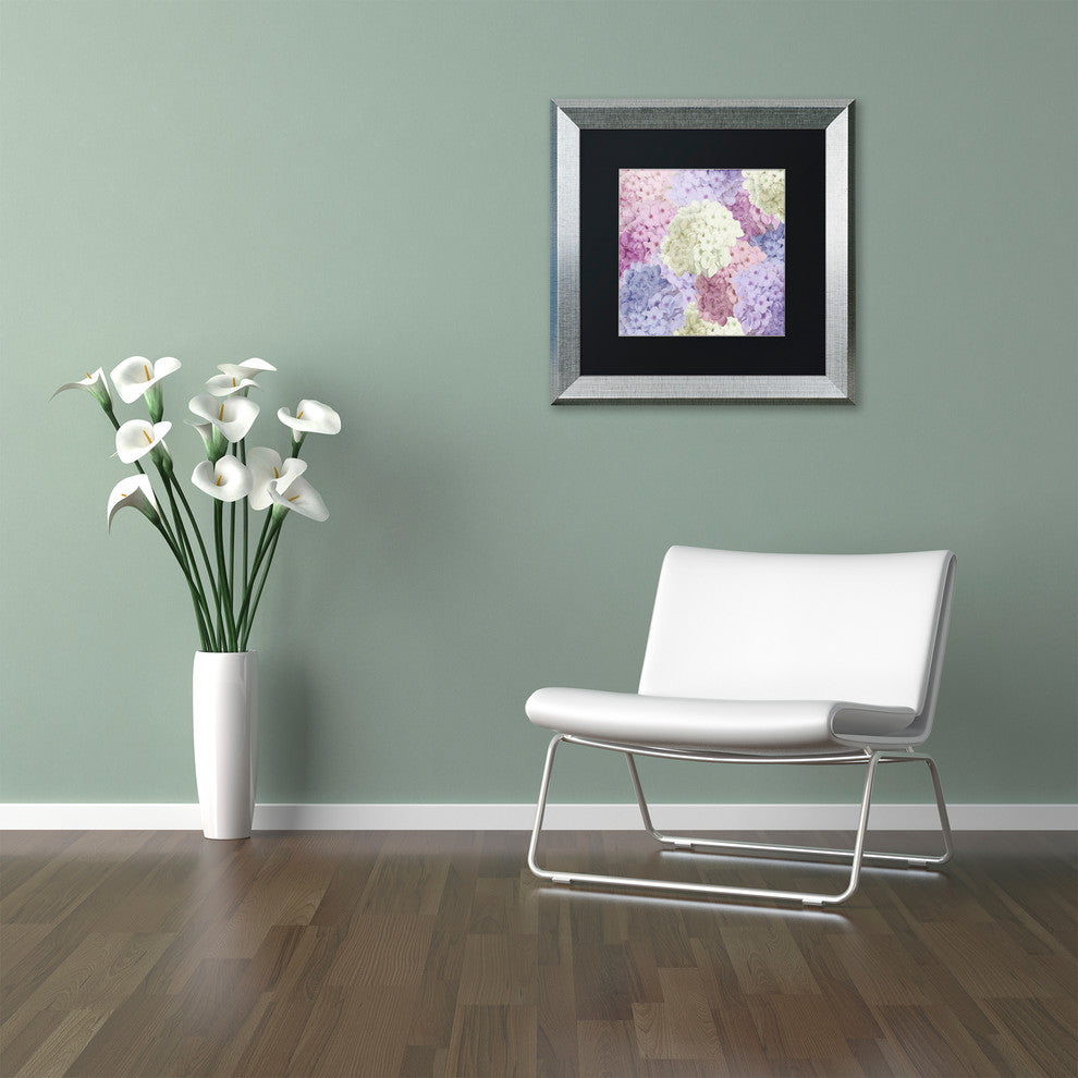 Hortensia Groundless Warm Tones' Art, Silver Frame, Black Matte, 11"x1