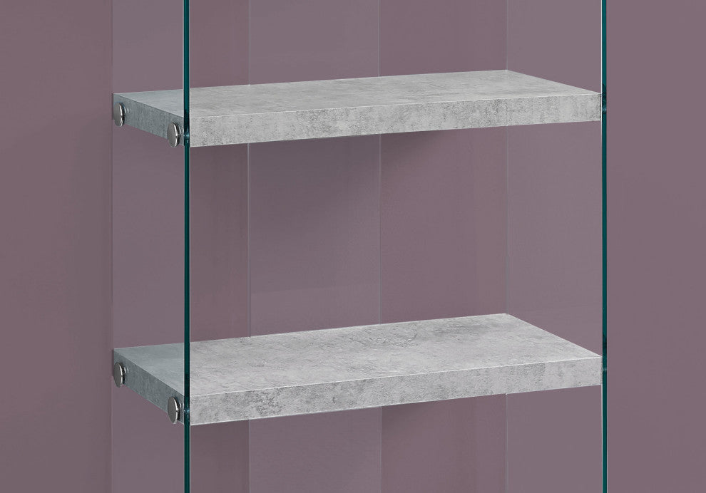 Homeroots 60" Grey Cement Particle Board and Clear Tempered Glass Book