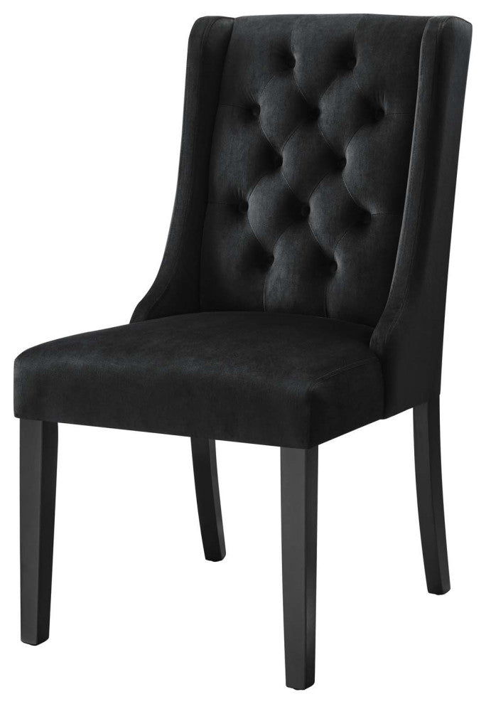 Side Dining Chair, Set of 2, Black, Velvet, Modern, Cafe Bistro Hospit