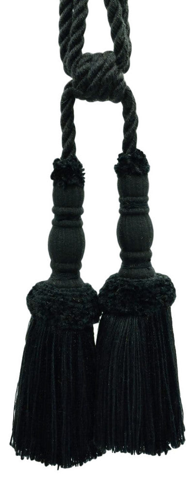 Black / Tassel Tieback / 8" Tassel, 29" Spread / Style TBC8-2 Color: K