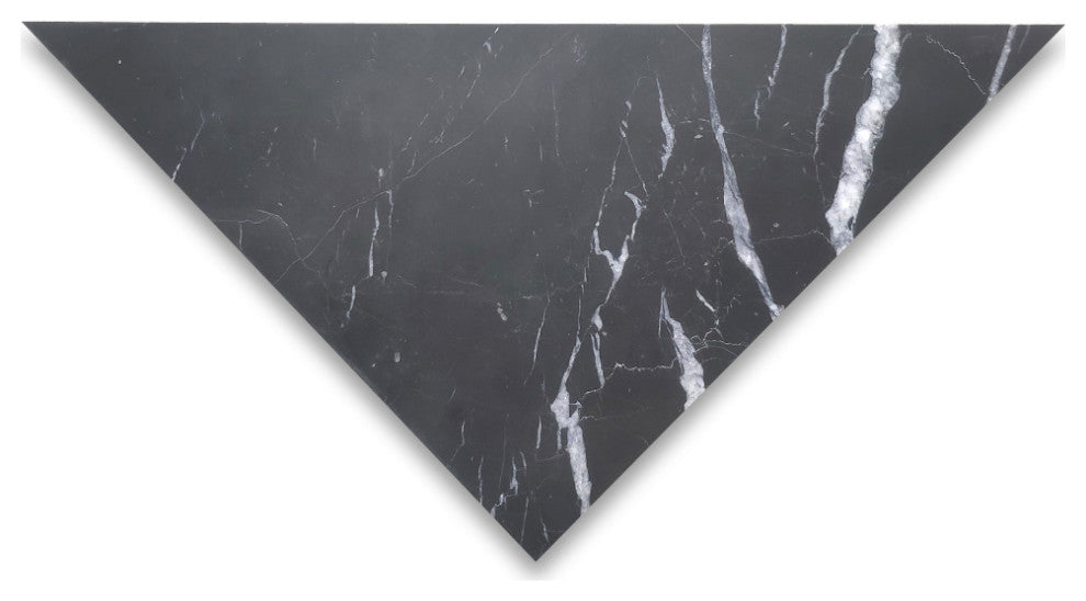 Nero Marquina Black Marble 12x12x17 Triangle Wall Floor Tile Honed, 10