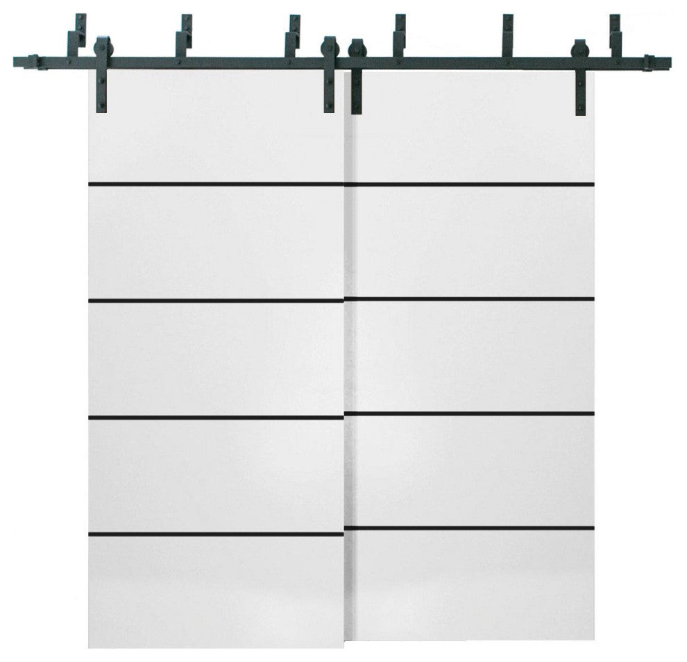 Barn Bypass Doors 84 x 84 | Planum 0015 White Silk with | Sturdy 8ft