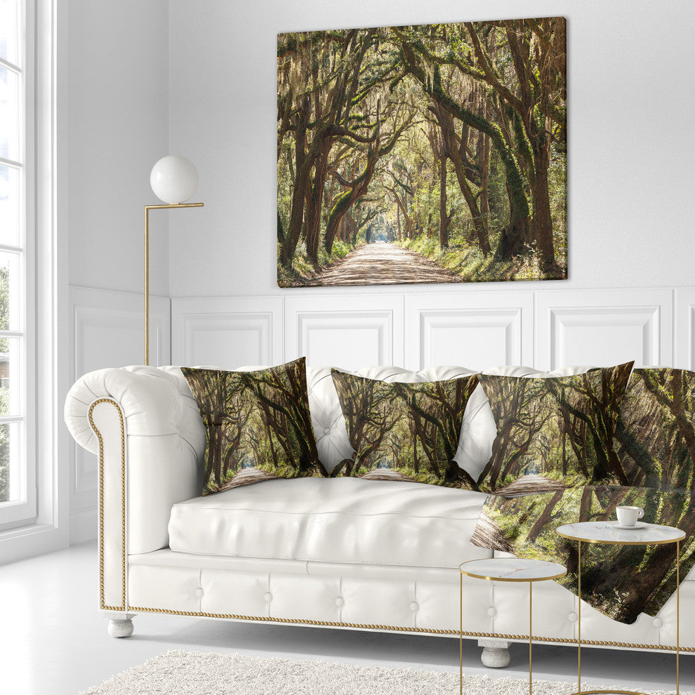 Trees Tunnel In Botany Bay Landscape Wall Throw Pillow 18"x18"