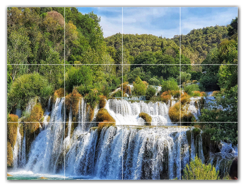 Waterfalls Ceramic Tile Wall Mural HZ501122-43XL. 48" x 36"