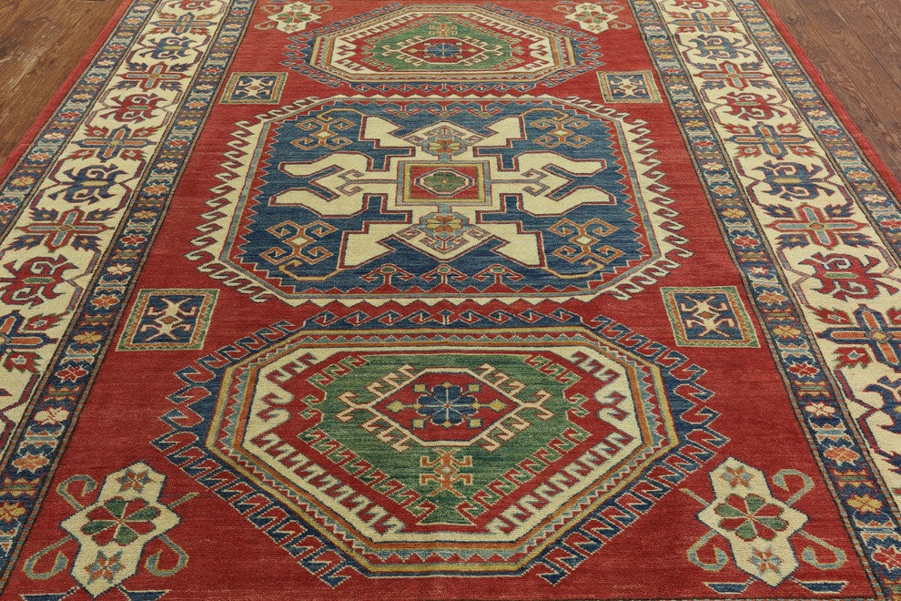 Oriental Medallion Design Super Kazak Handmade Rug 8x11, P5762