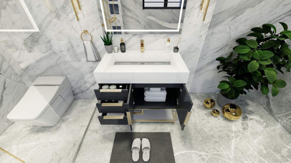 Madison 36" Freestanding Vanity With Reinforced Acrylic Sink, High Glo