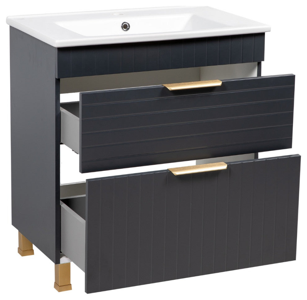 Modern Free Standing Bathroom Vanity | Trevi Antracite Matte 30"-Mirro