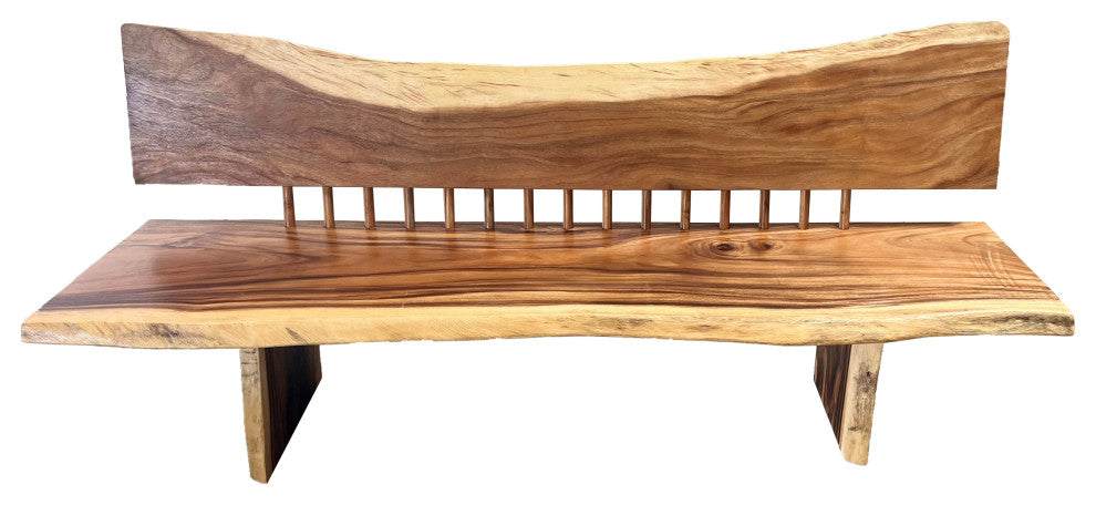 Live Edge Bench With Back