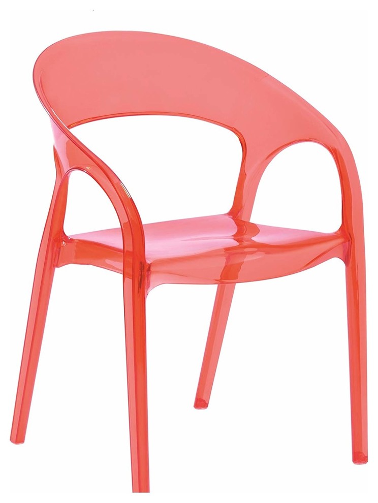 OCC Set of 1 Moon Side Chair -Clear Dining Chair Polycarbonate in Red