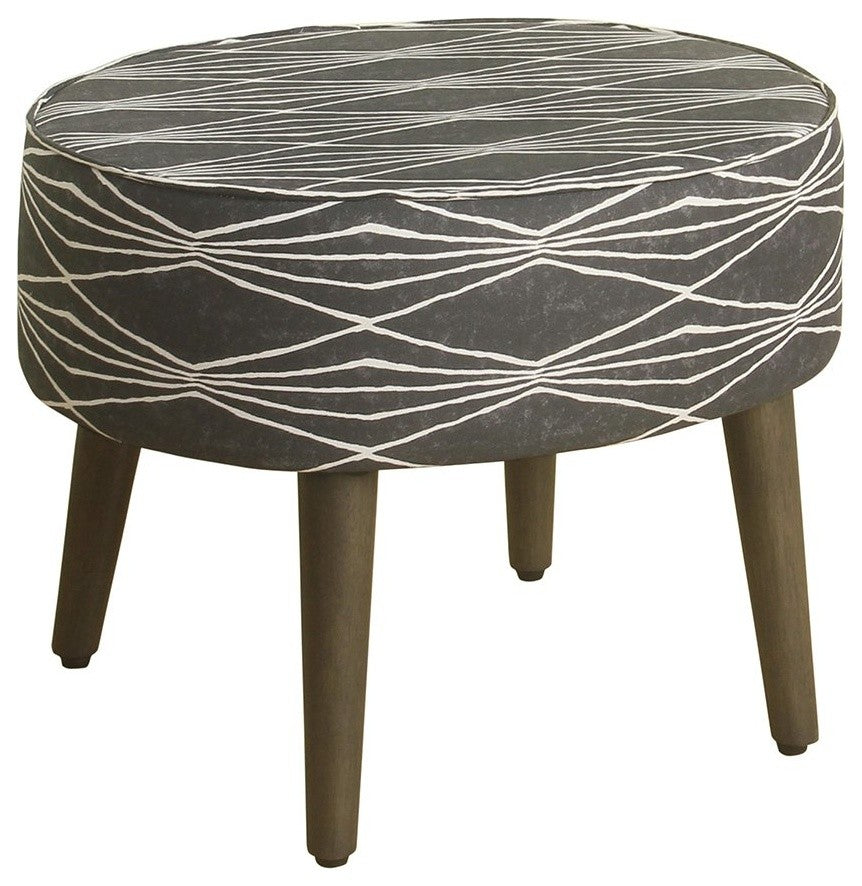 Modern Style Fabric Upholstered Wooden Oval Shaped Stool with Angled L