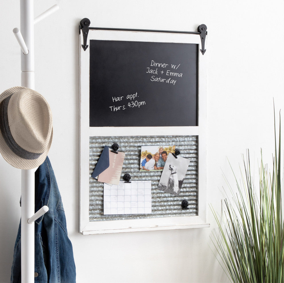 Cates Barn Door Wood Framed Wall Organizer, White