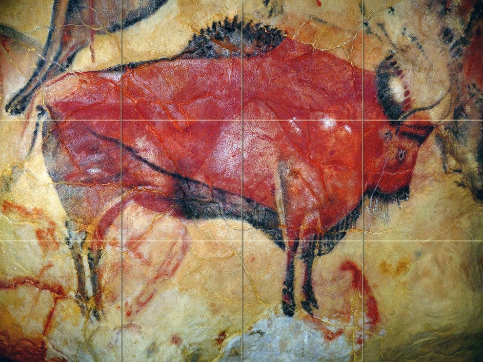 Tile Mural Cave Painting, Caves and Rock Parietal Art I Ceramic Glossy