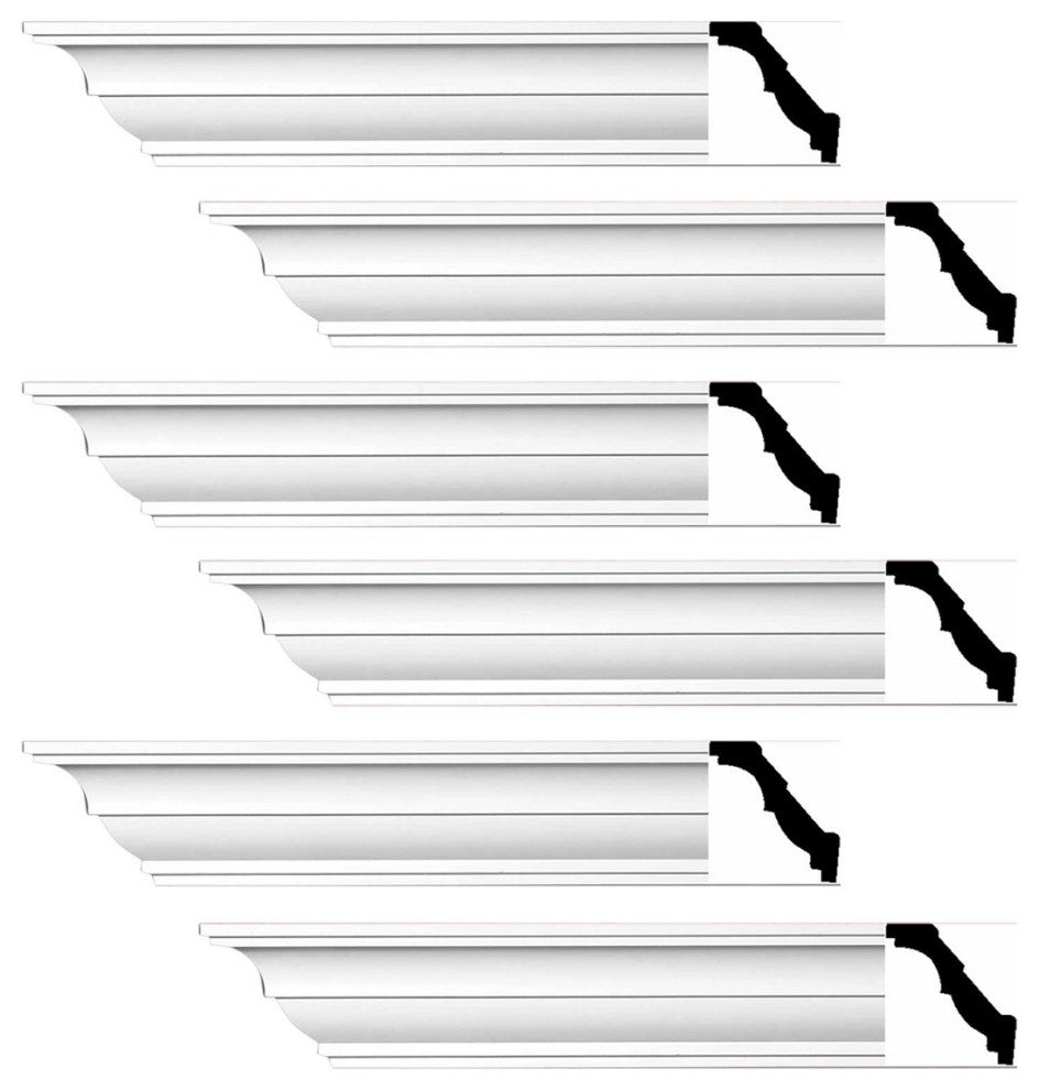 Cornice White Urethane Holly Springs Simple Design 6 Pieces Totaling 5