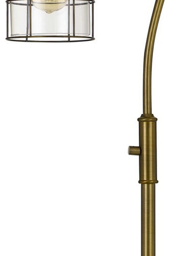 Benzara BM233411 60" Metal Downbridge Floor Lamp With Caged Shade, Ant