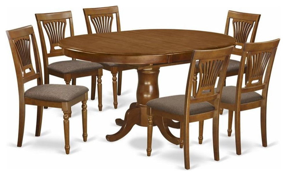 Atlin Designs 7-piece Table and Dining Chairs in Saddle Brown