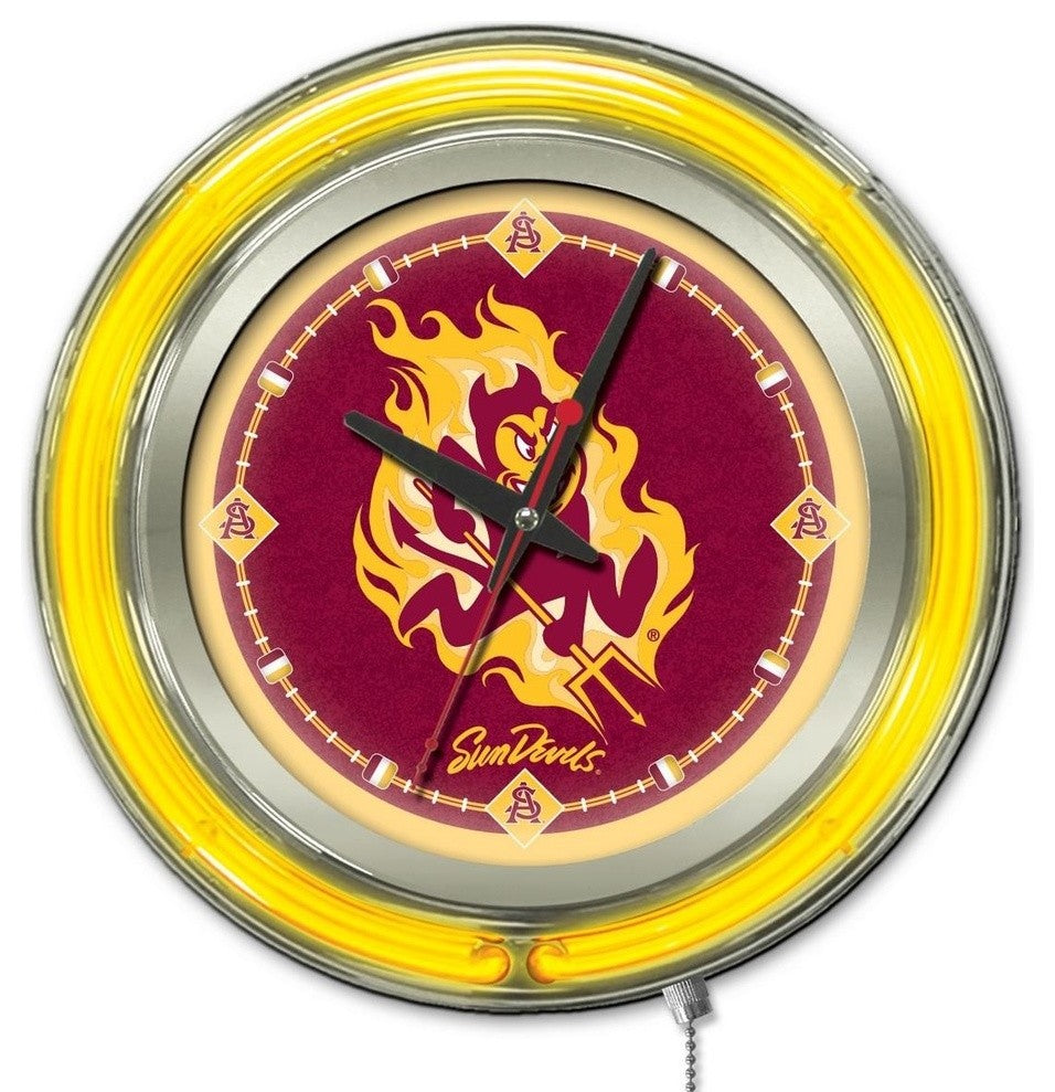 Arizona State Neon Clock with Sparky Logo