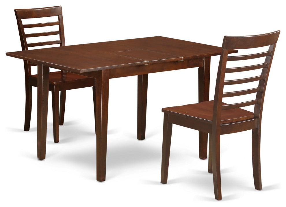 3 Pc Kitchen Dinette Set - Table With Leaf And 2 Kitchen Chairs