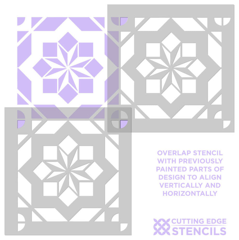 Atlas Tile Stencil - DIY Geometric Tile Stencils - Faux Cement Tiles,