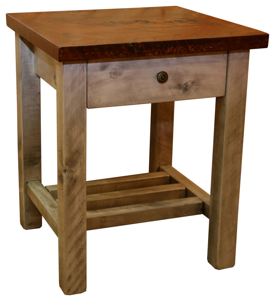 Barnwood Style Timber Peg Platform Bedroom Set, Thunder White and Mich