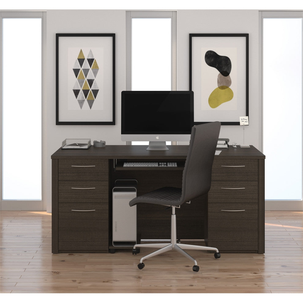 Embassy 66" Executive desk kit in Dark Chocolate