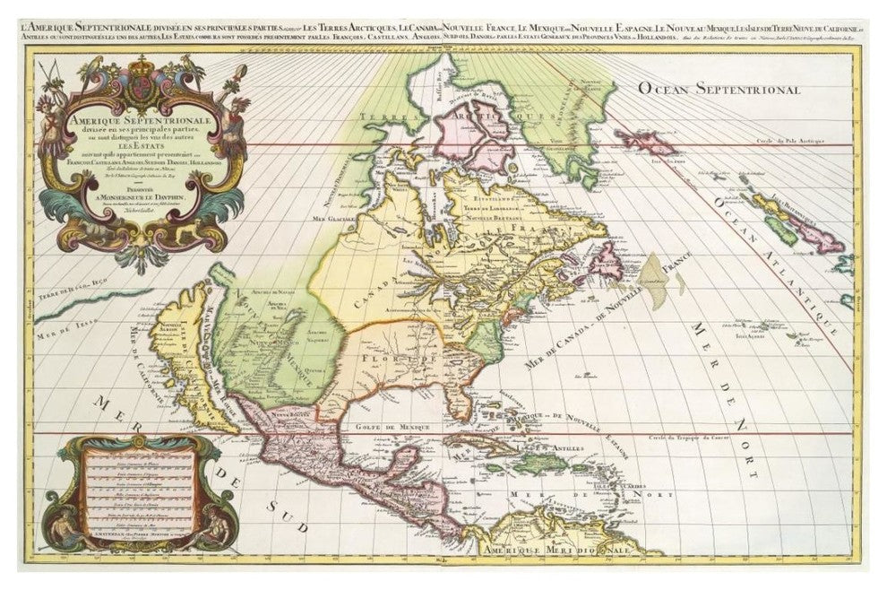 "america With California Shown As An Island 1694" Paper Art 26"x18"