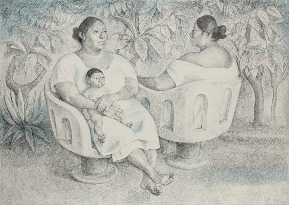 Francisco Zuniga "Yucatecas en la Parque, State II" Lithograph