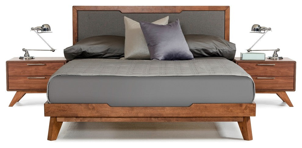 Nova Domus Soria Mid-Century Gray and Walnut Bedroom Set, Eastern King