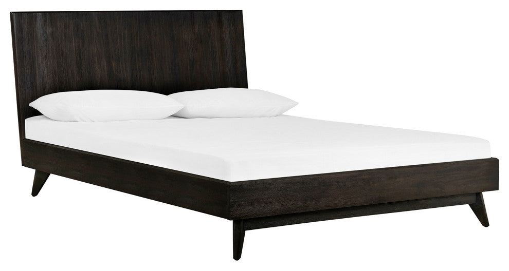 Armen Living Baly Wood Platform King Bed with Antique Brass Accents in