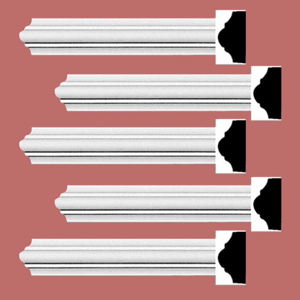 Cornice White Urethane Simple Design 5 Pieces Totaling 475" Length