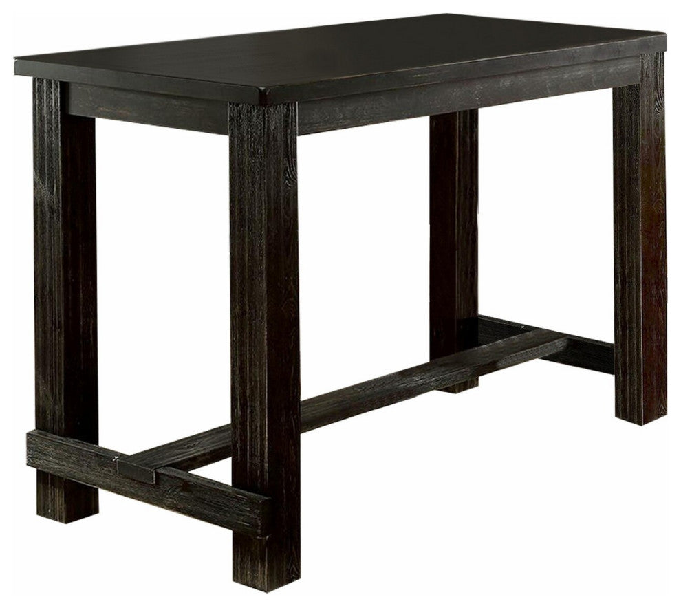 Benzara BM239812 72" Rectangular Dining Table, Block Legs, Antique Bla