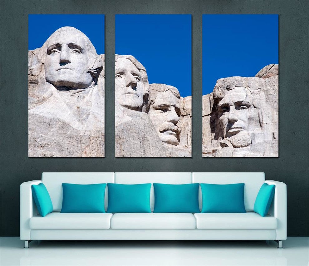 Mount Rushmore Monument Canvas Print, 3 Panel Split, Triptych Wall Art