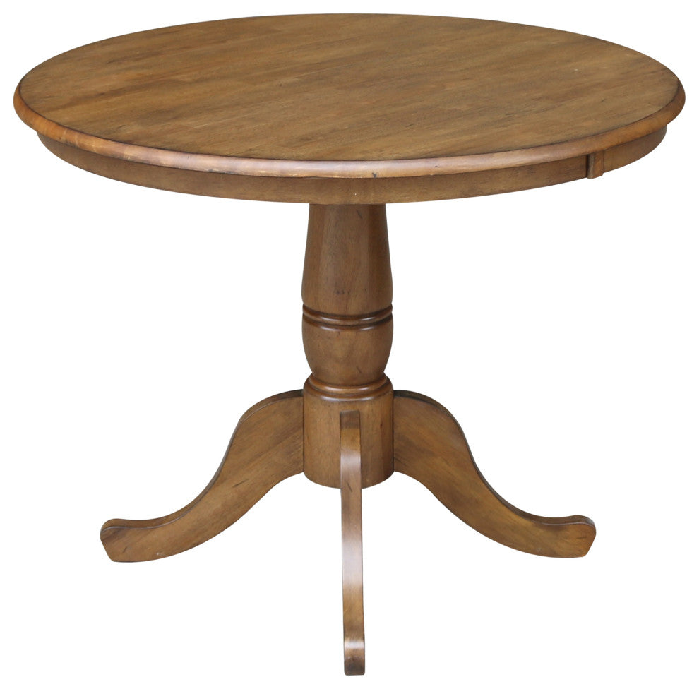 Round Top Pedestal Table Pecan 36 Inch Round