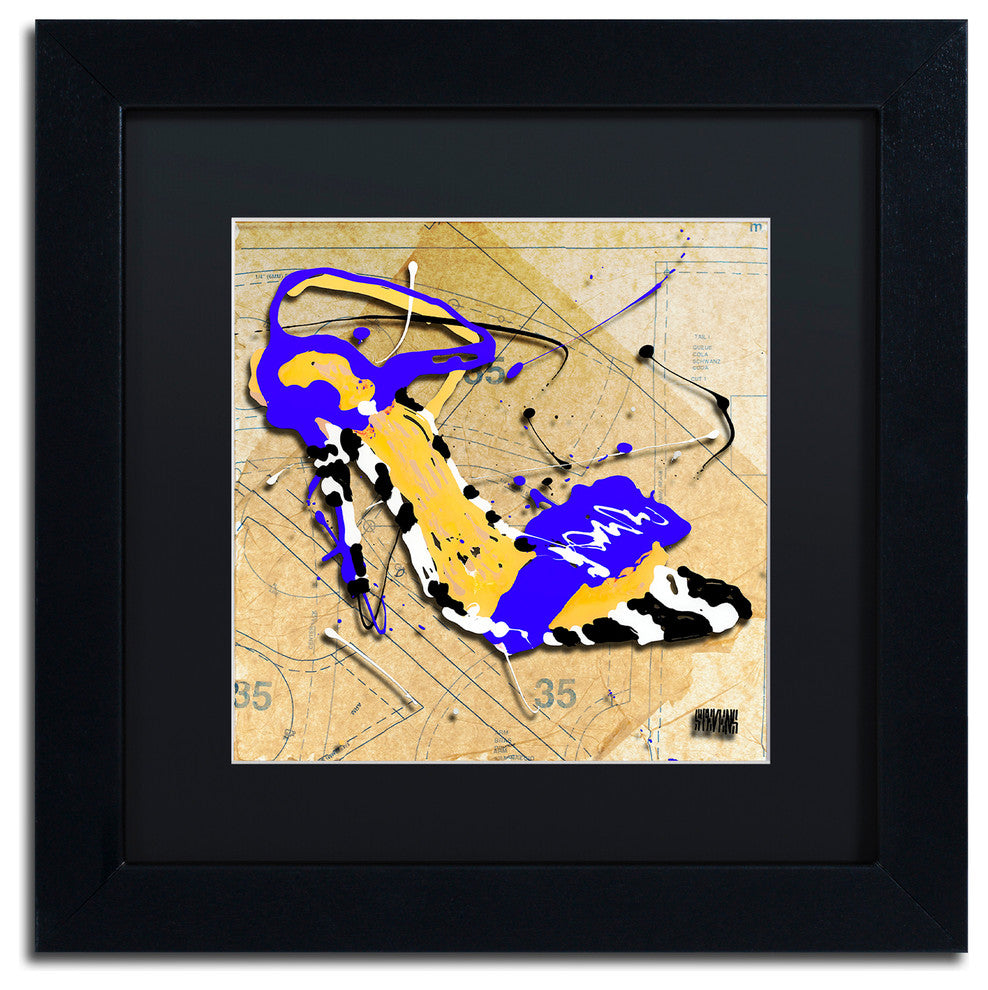 'Zebra Heel Blue' Matted Framed Canvas Art by Roderick Stevens