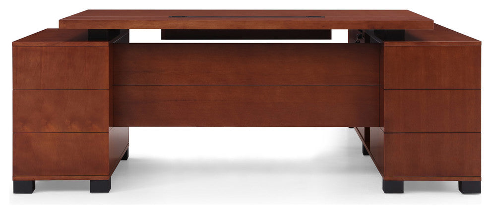Ford Executive Modern Desk With Filing Cabinets and Return, Left Retur