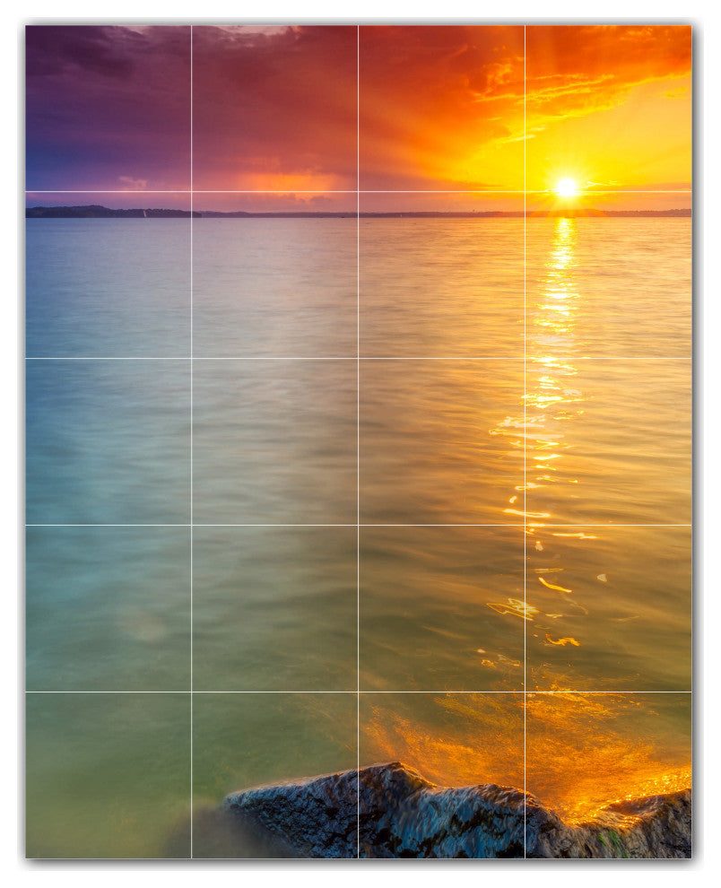 Sunset Ceramic Tile Wall Mural HZ500966-45L. 32" x 40"