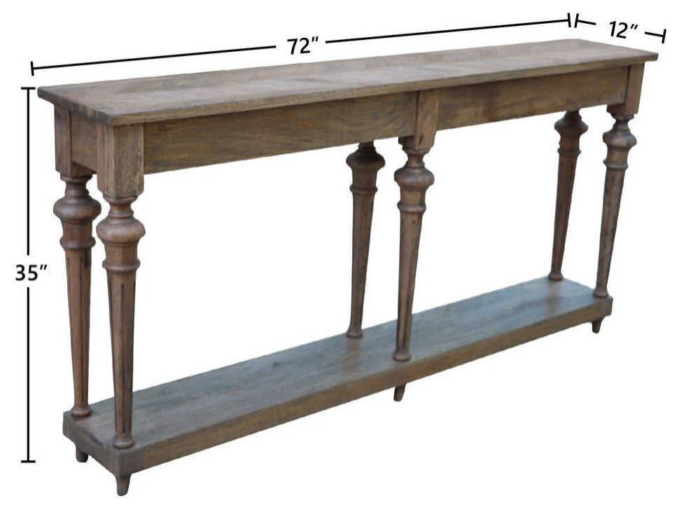 Arin 72" Turned Leg Console Table, Mango Hardwood