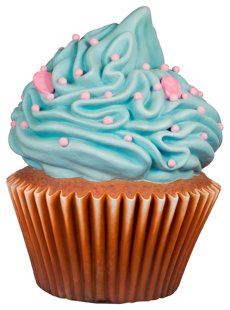 Chocolate Cupcake With Light Blue Icing And Light Pink Sprinkles
