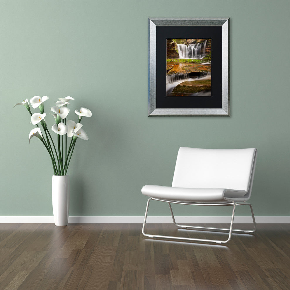 Michael Blanchette 'Three-Step Cascade' Art, Silver Frame, Black Mat,